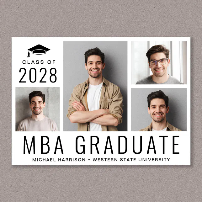 MBA Graduate 5 Photo Masters Degree Graduation Announcement | Zazzle