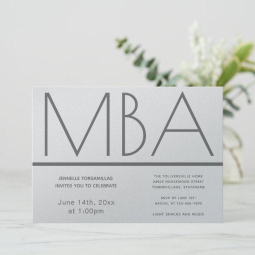 MBA Silver degree Graduation Party Invitation | Zazzle
