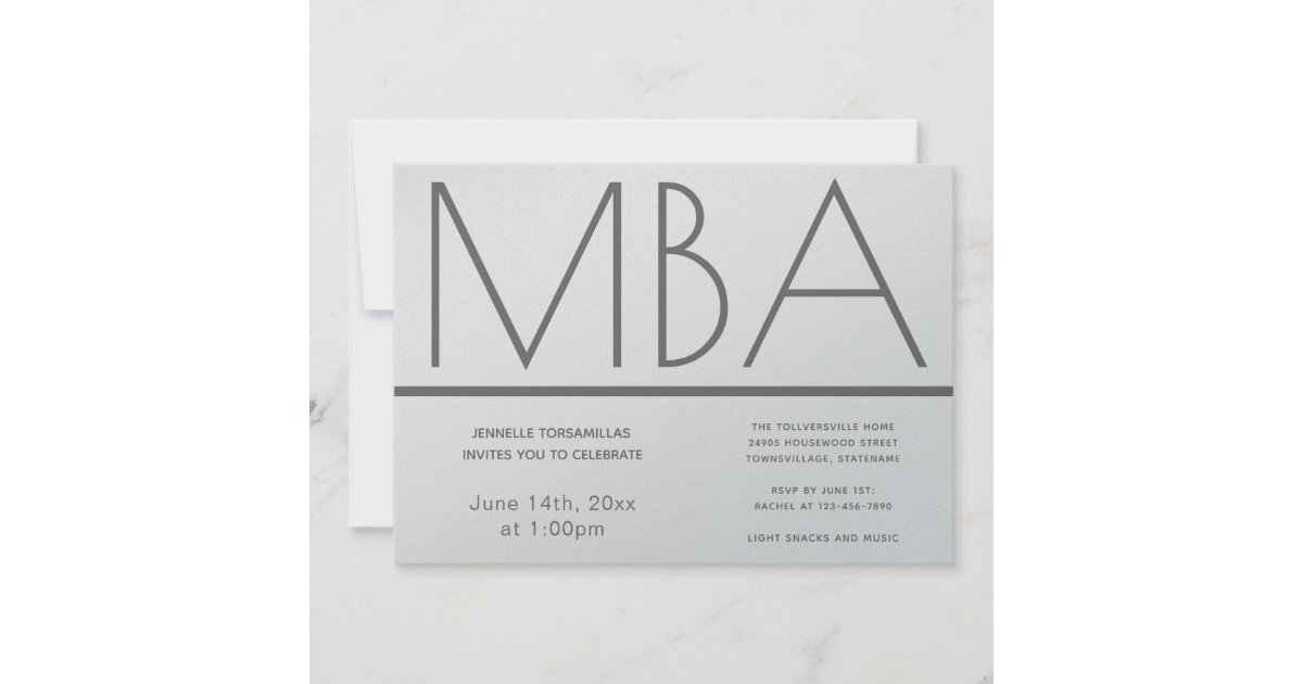 MBA Silver degree Graduation Party Invitation | Zazzle