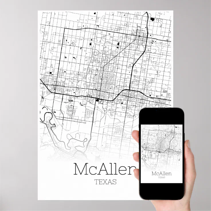 McAllen Map - Texas - City Map Poster | Zazzle