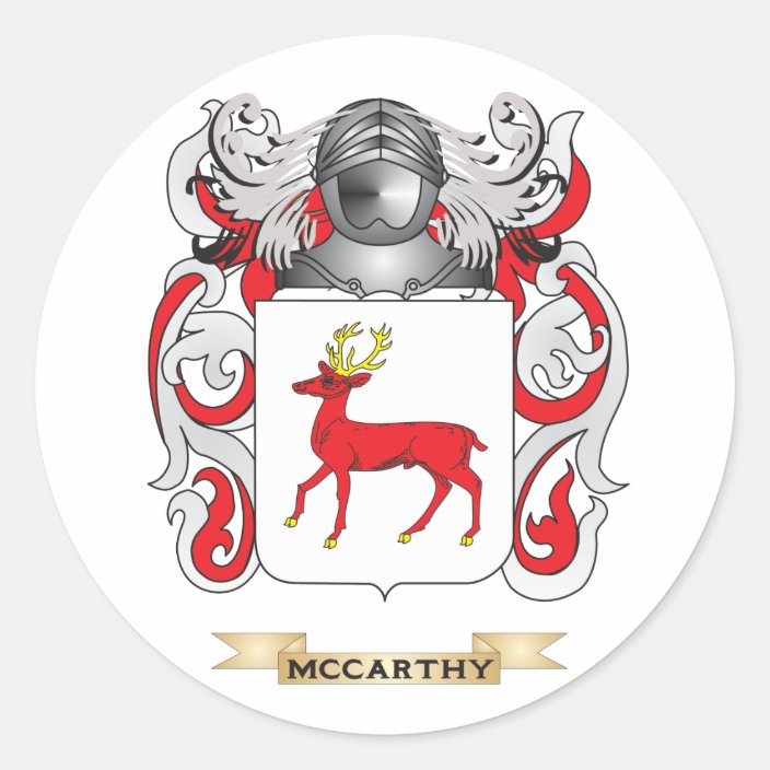 McCarthy Coat of Arms (Family Crest) Classic Round Sticker | Zazzle.com