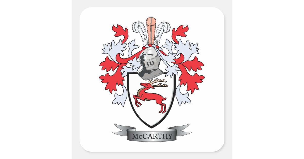 McCarthy Coat of Arms Square Sticker | Zazzle