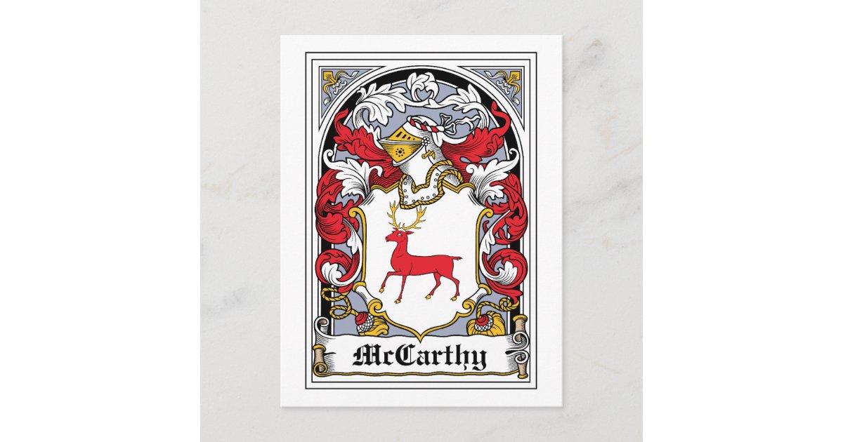McCarthy Family Crest Postcard | Zazzle