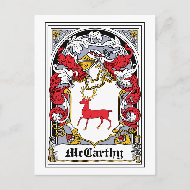 McCarthy Family Crest Postcard | Zazzle