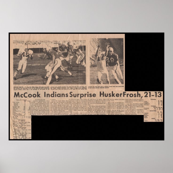 McCook JC Wins over Nebraska Frosh in 1969 21-13 Poster | Zazzle