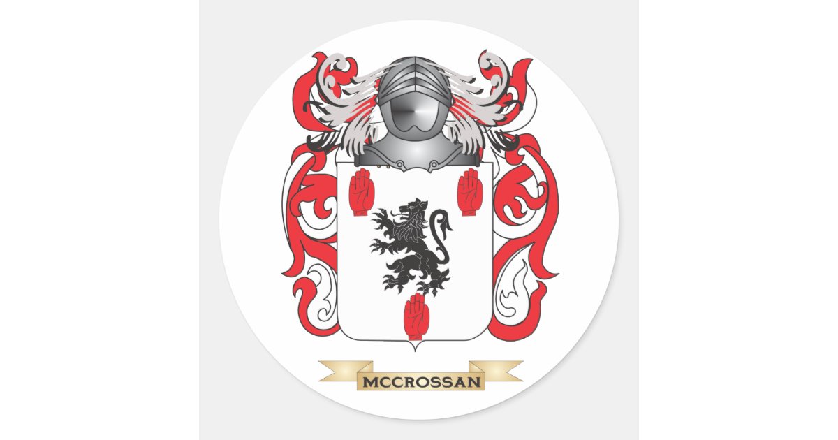 McCrossan Coat of Arms (Family Crest) Classic Round Sticker | Zazzle