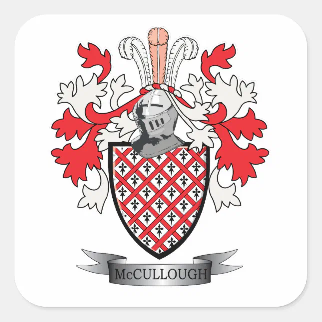 McCullough Family Crest Coat of Arms Square Sticker | Zazzle
