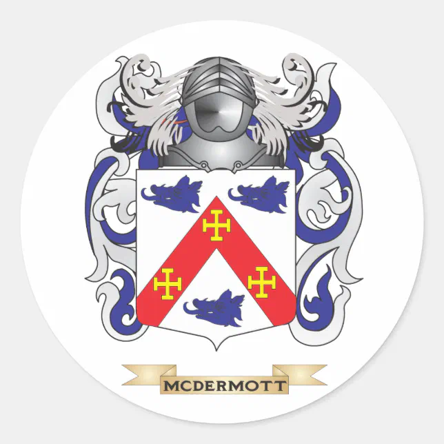 McDermott Coat of Arms (Family Crest) Classic Round Sticker | Zazzle