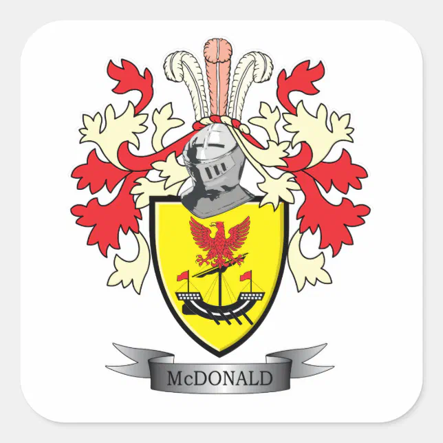 McDonald Family Crest Coat of Arms Square Sticker | Zazzle