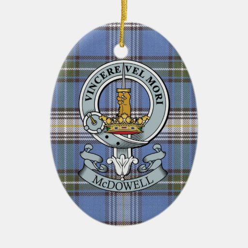 McDowell Crest + Tartan Oval Ornament | Zazzle