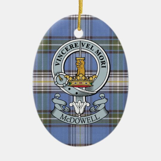McDowell Crest + Tartan Oval Ornament | Zazzle.com