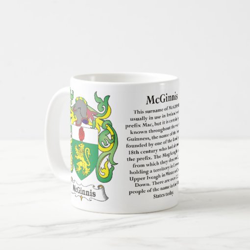 McGinnis, Origin, Meaning and the Crest Coffee Mug | Zazzle