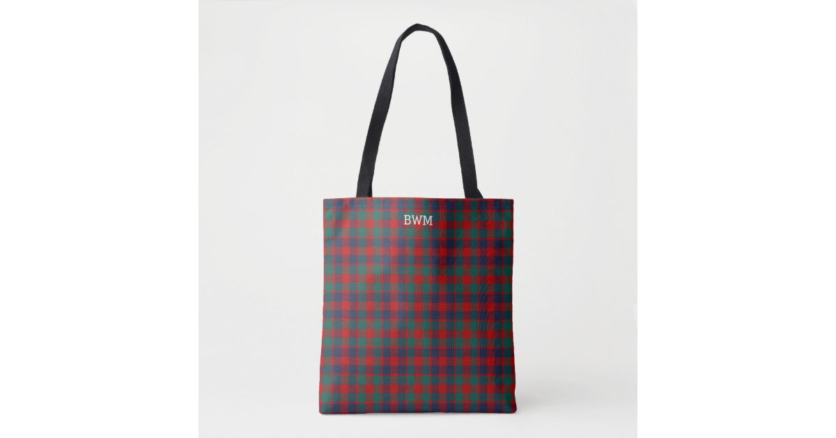 McGowan Clan Tartan Red Plaid Monogram Tote Bag | Zazzle