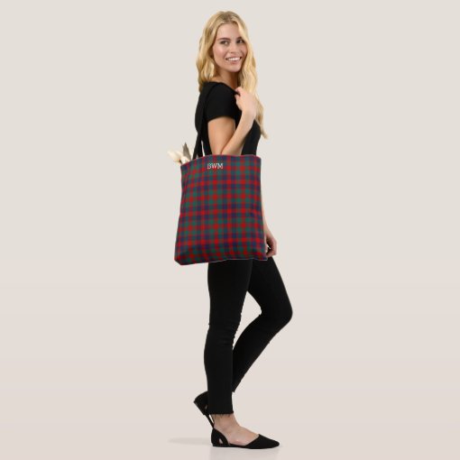 McGowan Clan Tartan Red Plaid Monogram Tote Bag | Zazzle