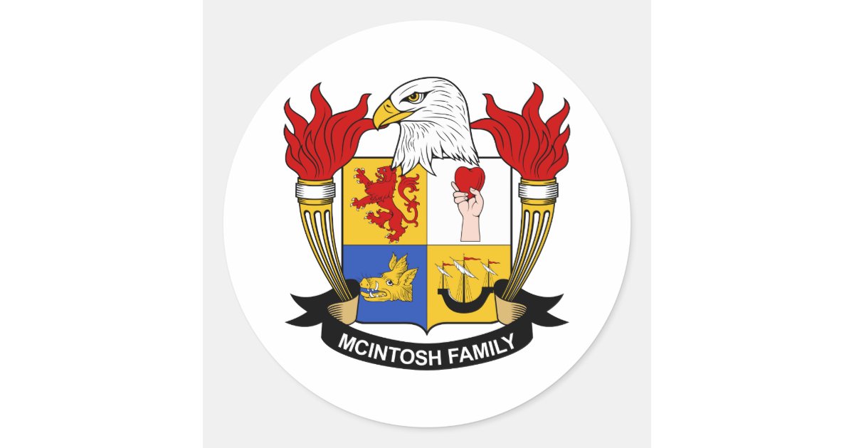 McIntosh Family Crest Classic Round Sticker | Zazzle