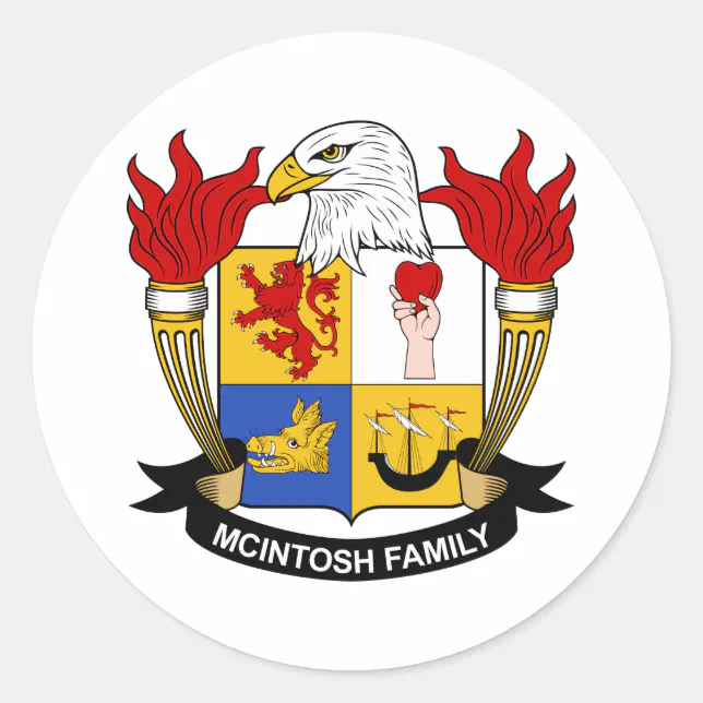 McIntosh Family Crest Classic Round Sticker | Zazzle