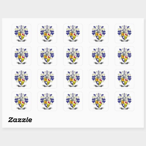 McIntosh Family Crest Coat of Arms Square Sticker | Zazzle