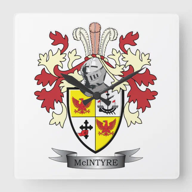 McIntyre Family Crest Coat of Arms Square Wall Clock | Zazzle