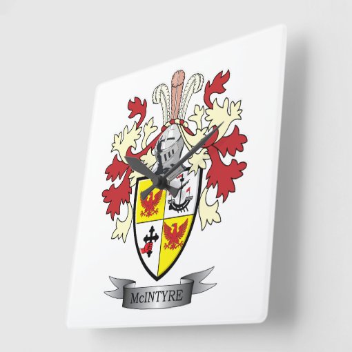 McIntyre Family Crest Coat of Arms Square Wall Clock | Zazzle