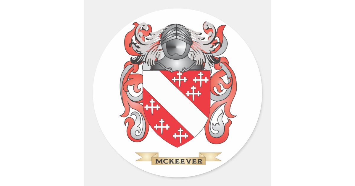 McKeever Coat of Arms (Family Crest) Classic Round Sticker | Zazzle
