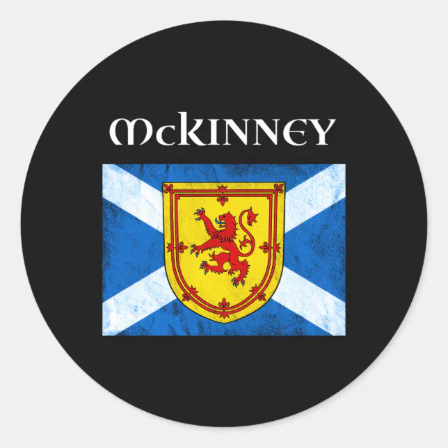 Mckinney Clan Scottish Name Scotland Flag Classic Round Sticker | Zazzle
