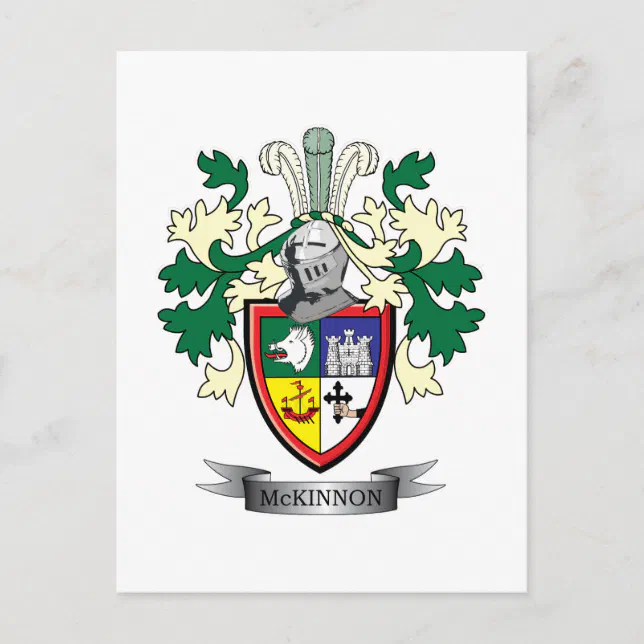 McKinnon Family Crest Coat of Arms Postcard | Zazzle