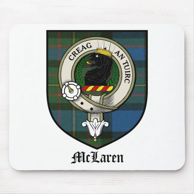McLaren Clan Crest Badge Tartan Mouse Pad | Zazzle