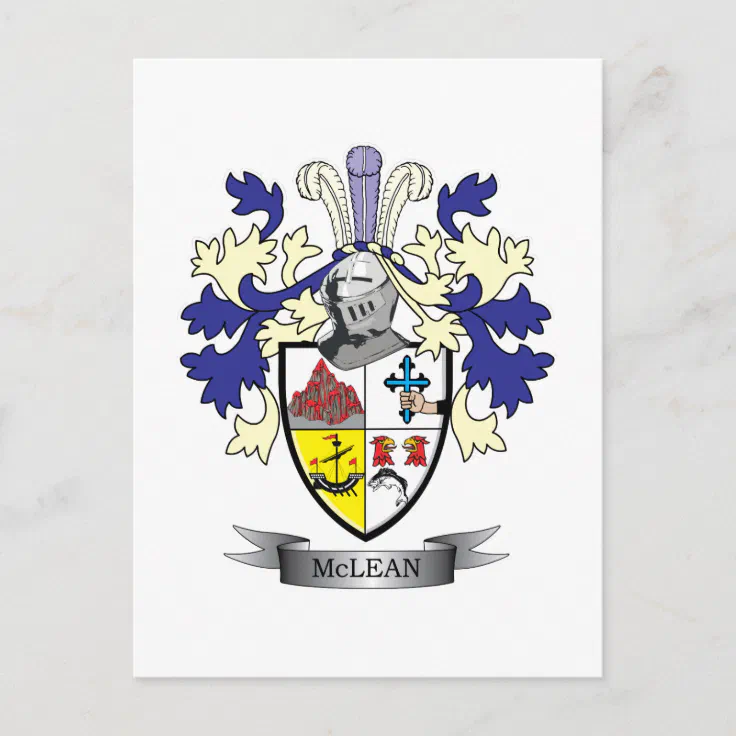 McLean Family Crest Coat of Arms TITLE Postcard | Zazzle