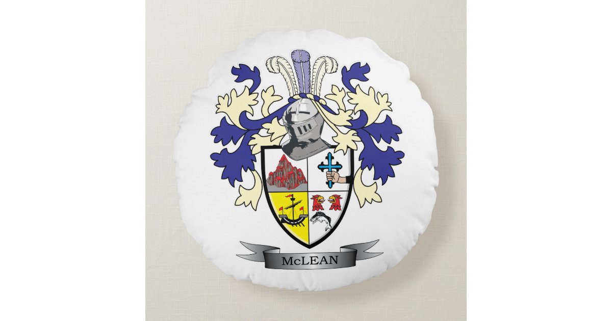 McLean Family Crest Coat of Arms TITLE Round Pillow | Zazzle