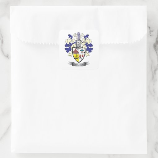 McLean Family Crest Coat of Arms TITLE Square Sticker | Zazzle