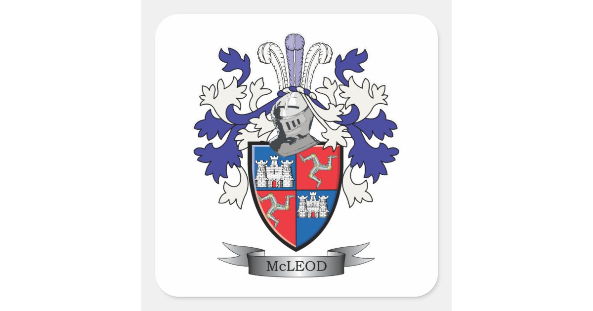 McLeod Family Crest Coat of Arms Square Sticker | Zazzle