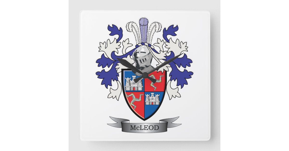 McLeod Family Crest Coat of Arms Square Wall Clock | Zazzle