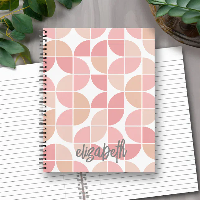 MCM Mod Circles Pattern mauve and blush pink Notebook | Zazzle