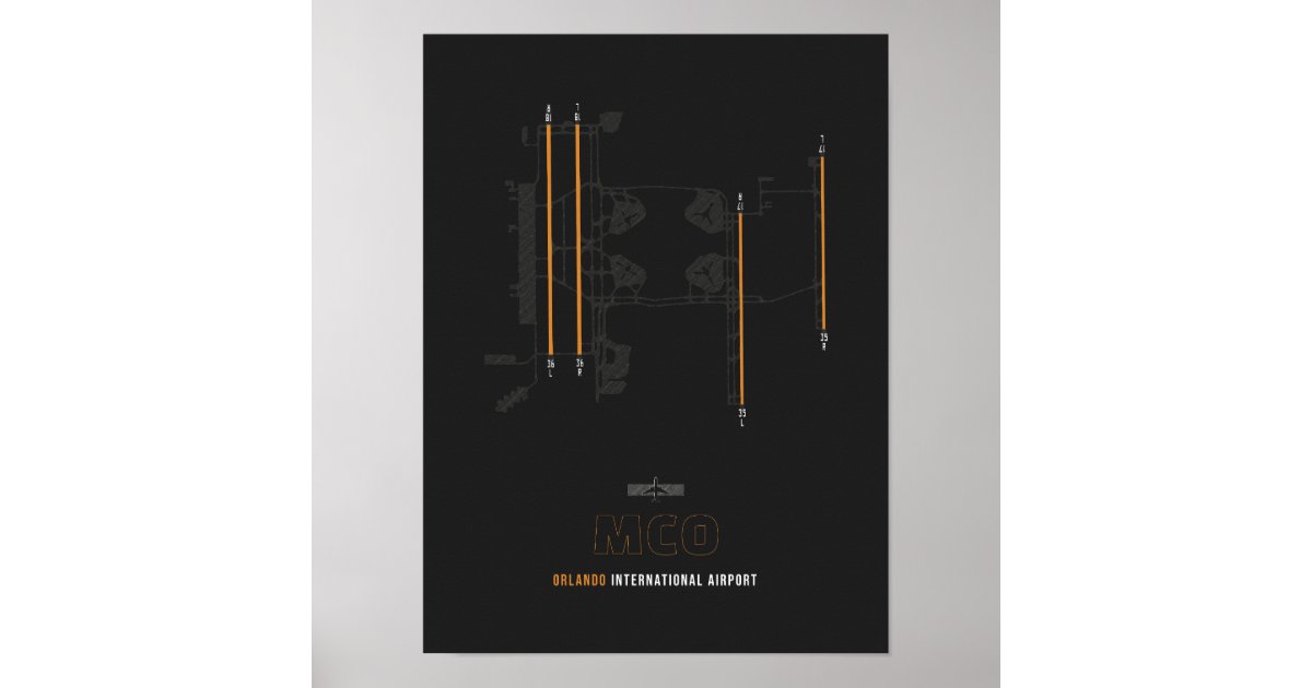 MCO - Orlando Airport Runway Diagram Art Poster | Zazzle