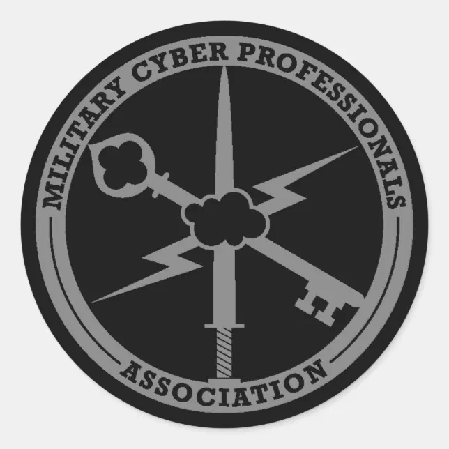 MCPA logo sticker gray on black | Zazzle