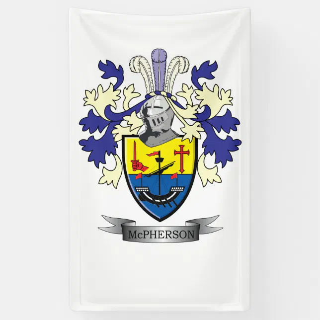 McPherson Family Crest Coat of Arms Banner | Zazzle