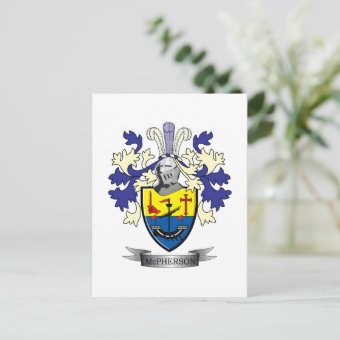 McPherson Family Crest Coat of Arms Postcard | Zazzle