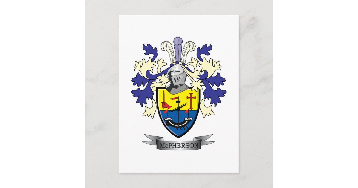 McPherson Family Crest Coat of Arms Postcard | Zazzle