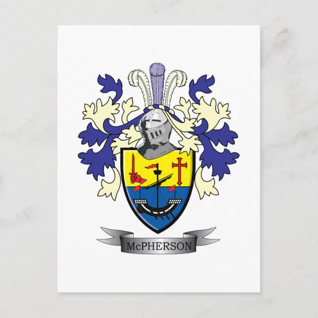 McPherson Family Crest Coat of Arms Postcard | Zazzle