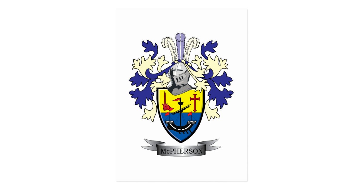 McPherson Family Crest Coat of Arms Postcard | Zazzle.com