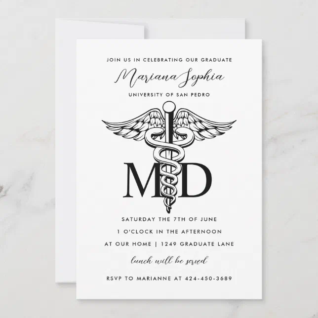 MD Doctor of Medicine Graduation Custom Color Invi Invitation | Zazzle