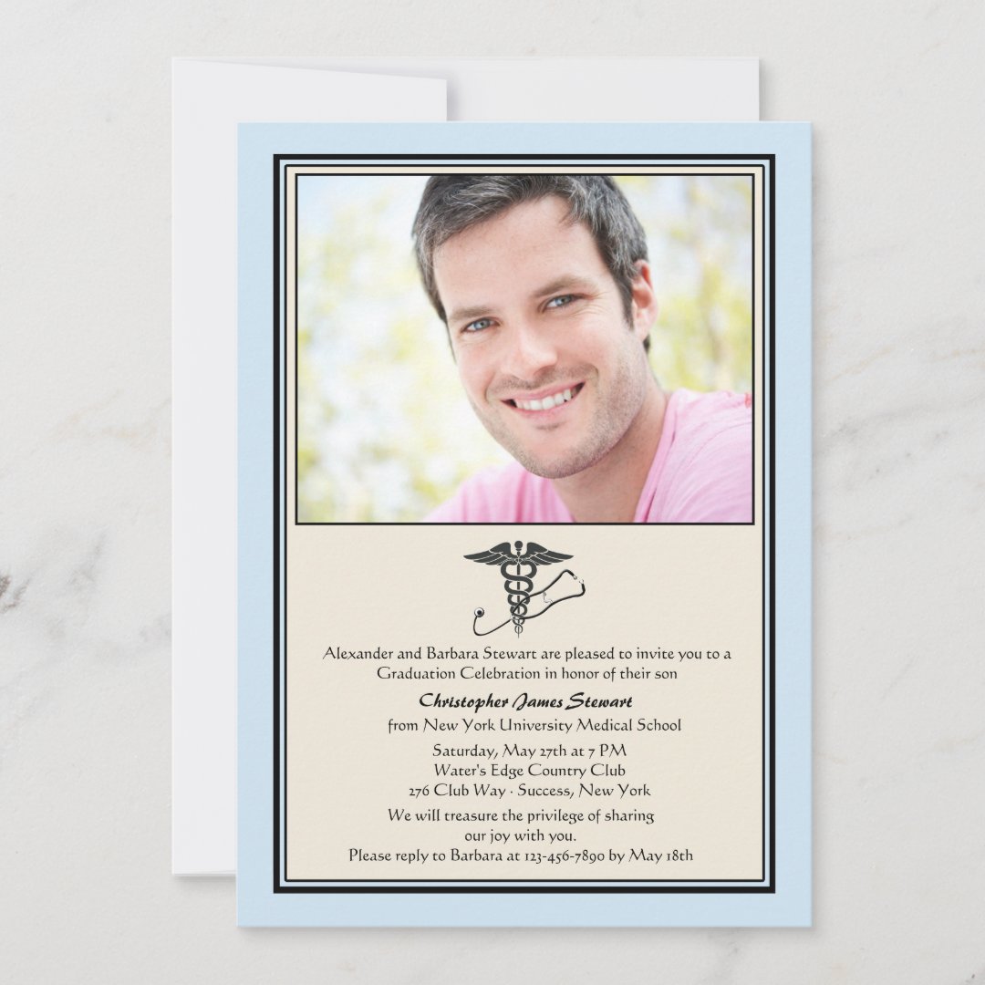 MD Graduation Blue Photo Invitation | Zazzle