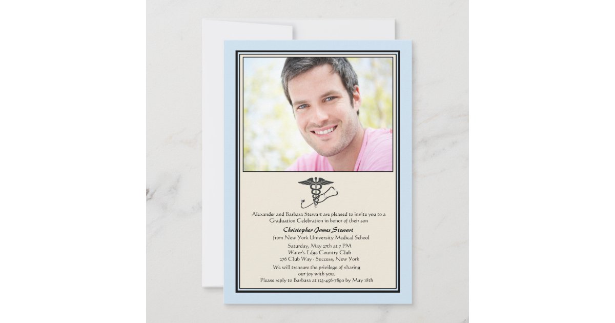 MD Graduation Blue Photo Invitation | Zazzle