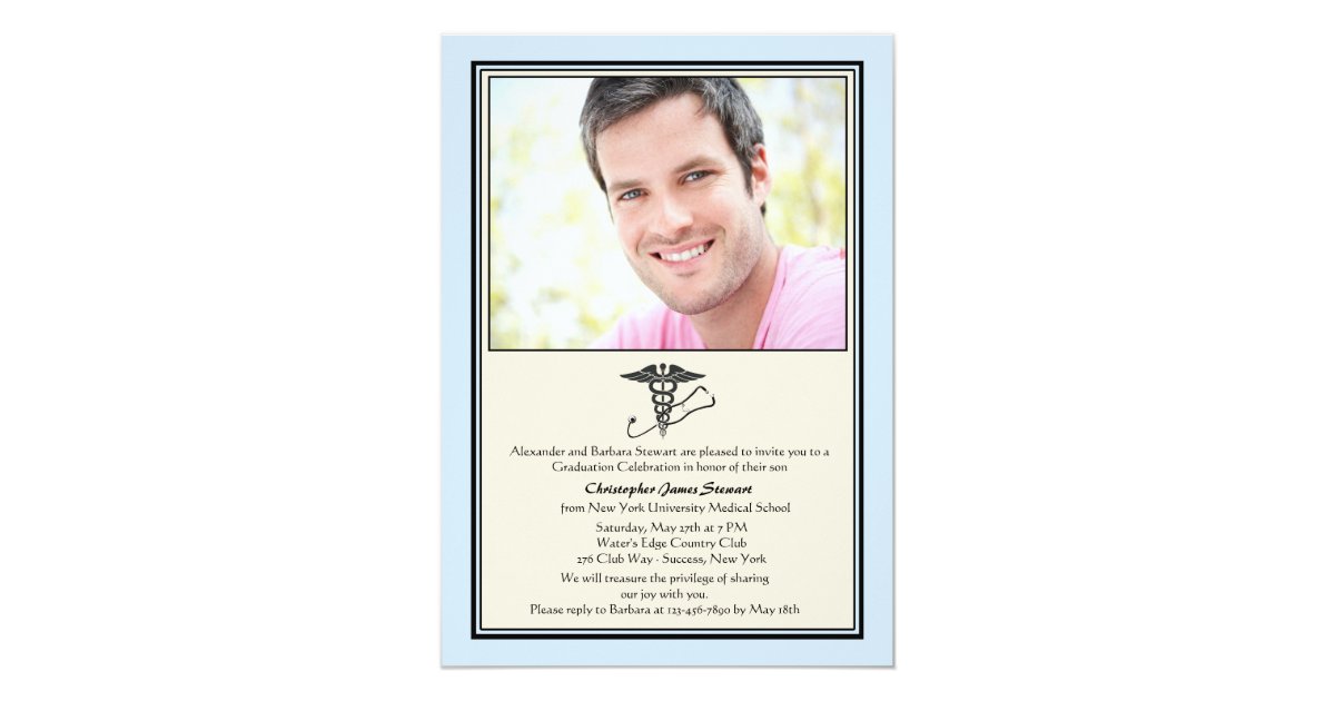MD Graduation Blue Photo Invitation