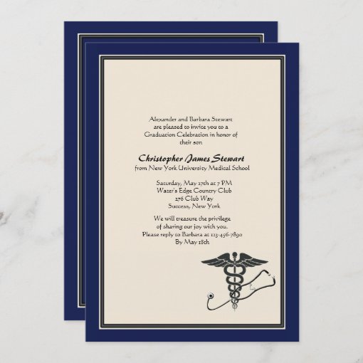 MD Graduation Invitation Navy Blue | Zazzle