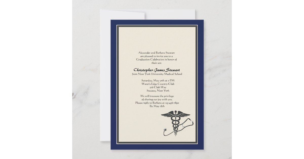 MD Graduation Invitation Navy Blue | Zazzle
