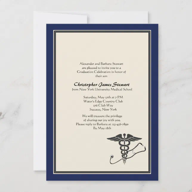 MD Graduation Invitation Navy Blue | Zazzle
