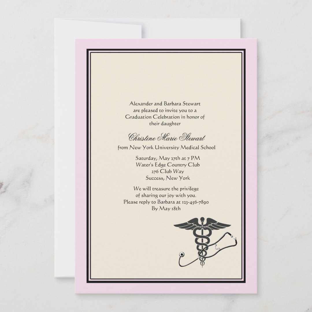 MD Graduation Invitation Pink | Zazzle