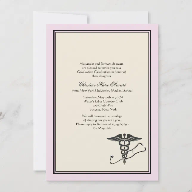 MD Graduation Invitation Pink | Zazzle