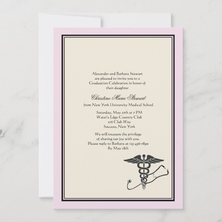 MD Graduation Invitation Pink | Zazzle